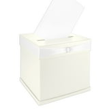 Koyal Wholesale Ivory Wedding Card Box with Slot, White Satin Ribbon ...