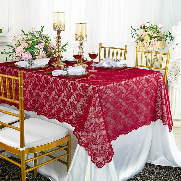 Wedding Linens Inc. 54" x 108" Rectangular Lace Table Overlays, Lace ...