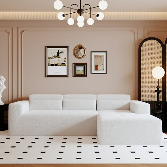 Luccalily Modern Velvet L-Shaped Sectional Sofa with Storage Chaise ...