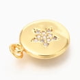 10pc Brass Micro Pave Clear Cubic Zirconia Pendants Flat Round with ...