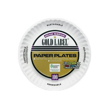 Ajm Packaging Green Label Economy Paper Plates - Microwave Safe - White ...