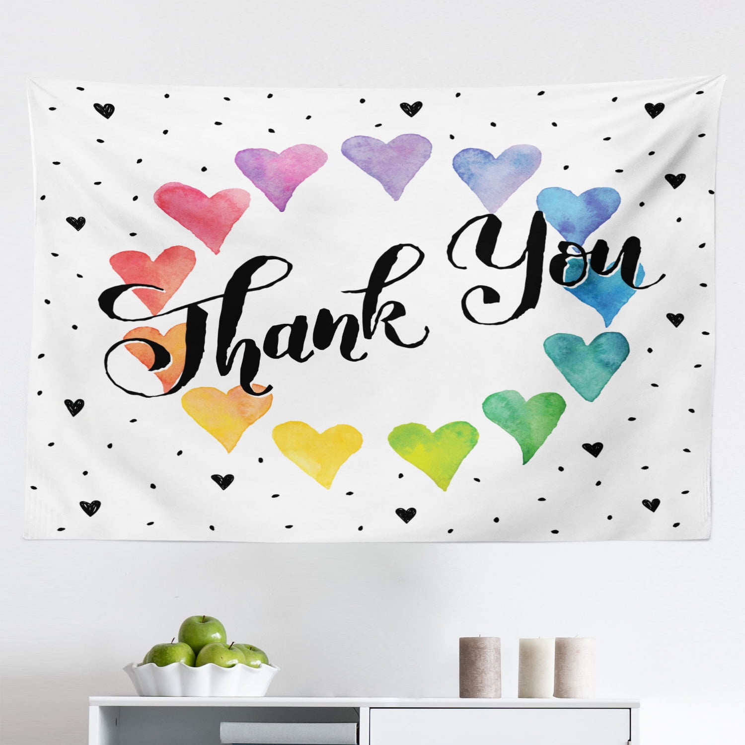 Thank You Tapestry, Words Surrounded with Flowers Blossoms and Leaves ...