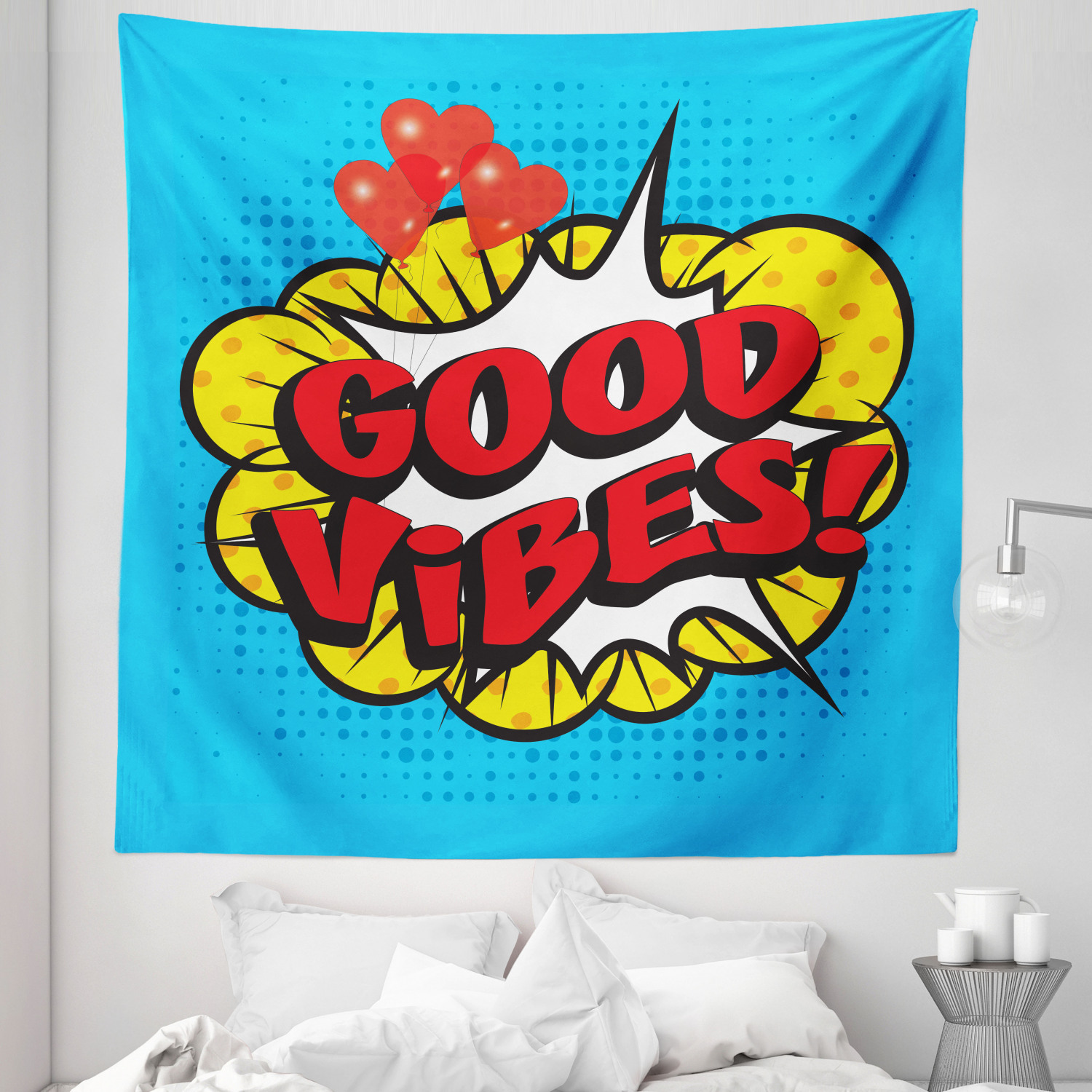Chill Tapestry, Pop Art Composition with Speech Bubble Retro Letters ...