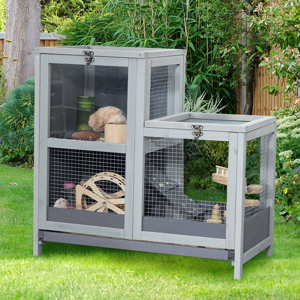 Topcobe Two Tyers Hamster Cage with Run & Ramp, Indoor Hutch for Small ...