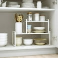 SUNFICON Compact Countertop Rack, Stackable White Kitchen Cabinet Shelf ...