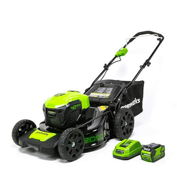 Greenworks 40V 20" Brushless Cordless Push Lawn Mower, 4.0 AH Battery ...