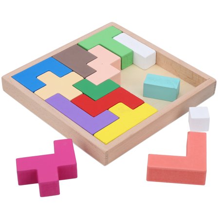 Natural Solid Wood Building Blocks, Color Recognition Stacker, Colorful ...