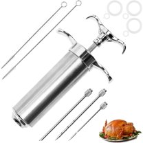 Heavy Duty Stainless Steel Meat Injector Kit, 2 oz Turkey Flavor ...