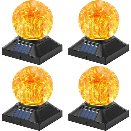 Solar Post Cap Lights Outdoor, Flickering Flame Lights, Waterproof LED ...