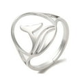 304 Stainless Steel Whale Tail Adjustable Ring for Women Stainless ...