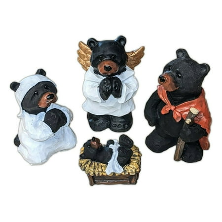 8 Piece Black Bear Figurines Resin Nativity Set - Walmart.com - Walmart.com