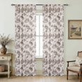 Brown Floral Linen Toile Curtains 84 Inches Long for Living Room ...