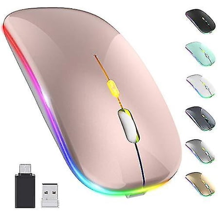 Led Wireless Mouse, Rechargeable Slim Silent Mouse 2.4g Portable Mobile ...