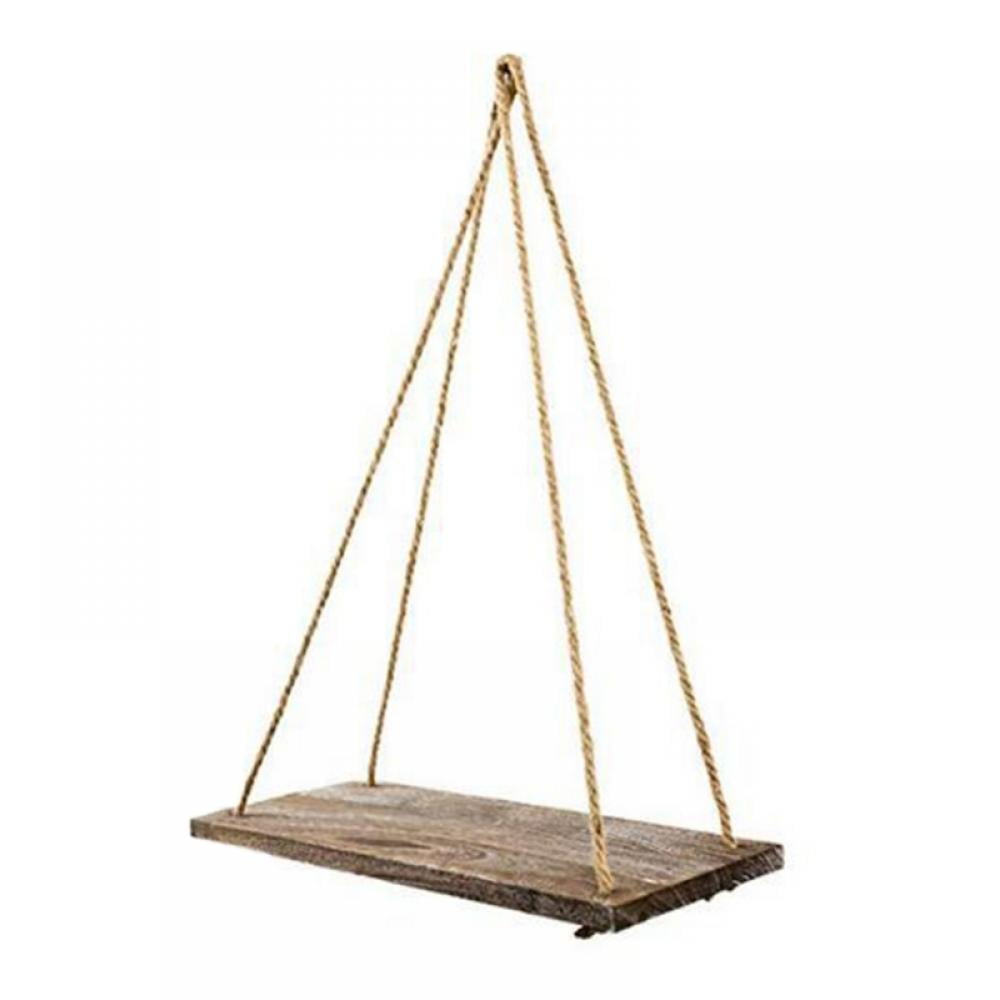 Wooden Retro Hanging Rack Wall Decoration Displays Storage Rack Jute ...
