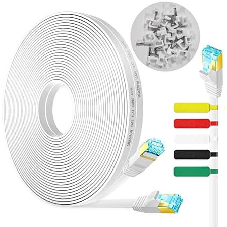 Cat6 Ethernet Cable 100 ft, Slim Long Internet Network LAN Patch Cords ...