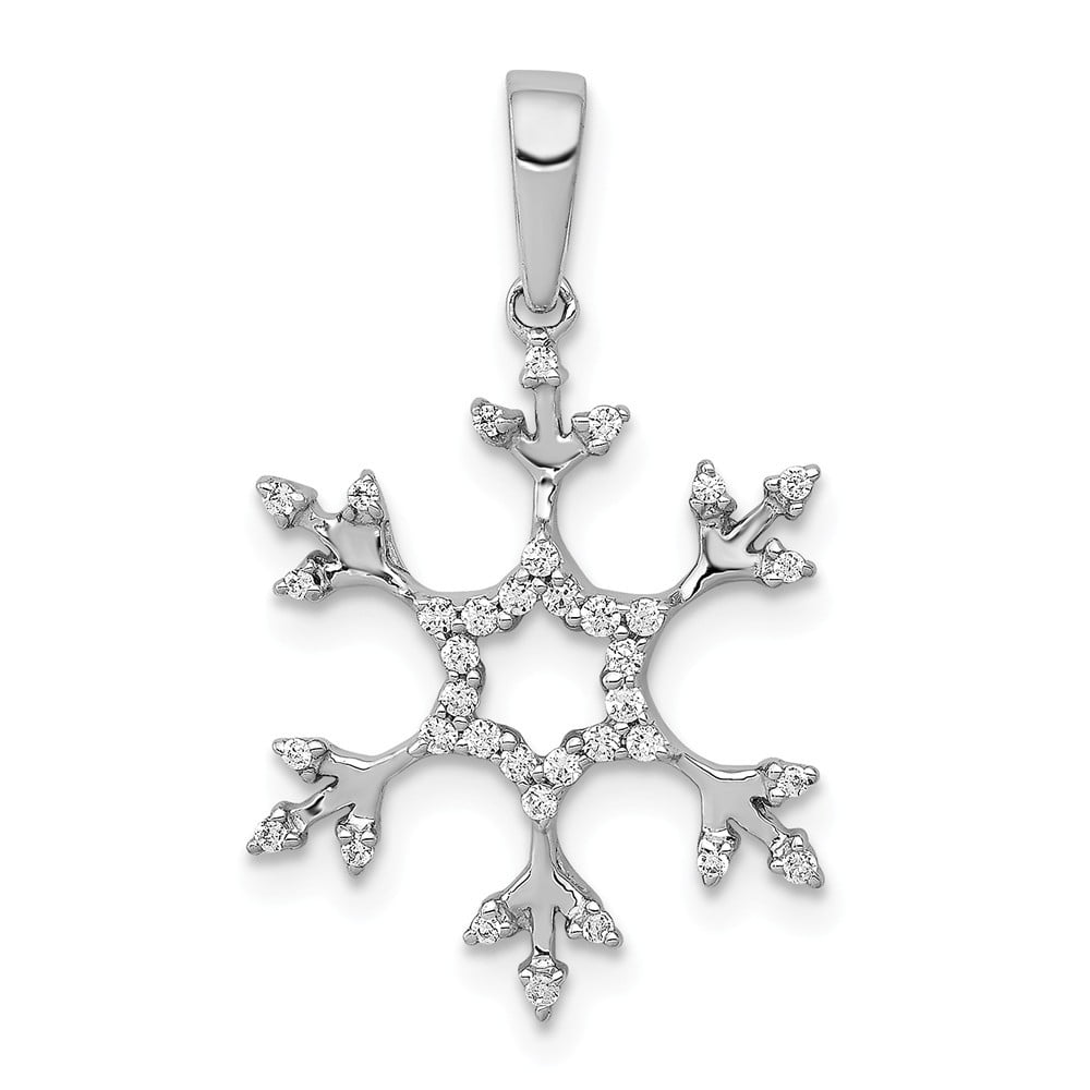 JewelryWeb - 14k White Gold Diamond Snowflake Pendant - .15 dwt ...