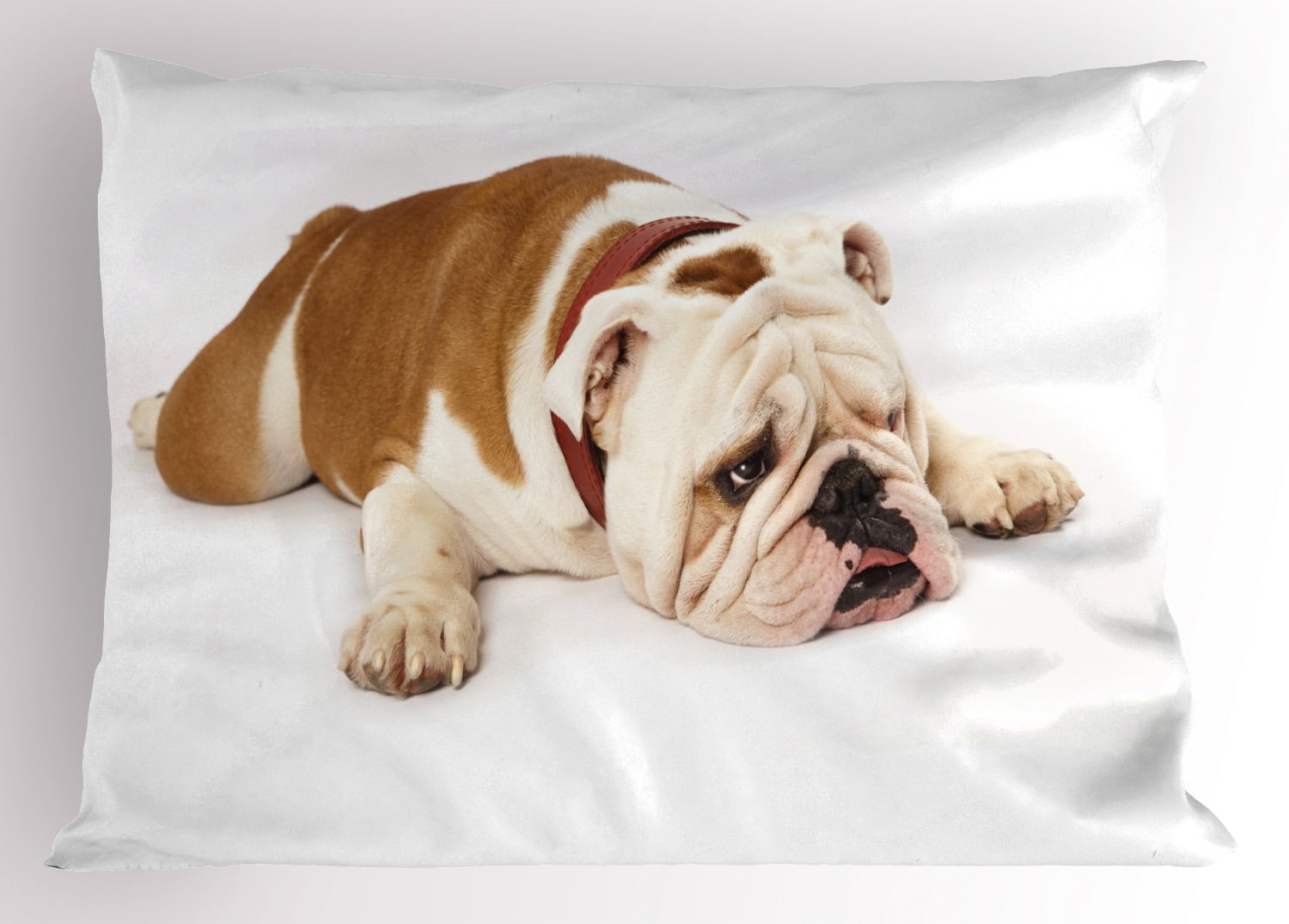 English Bulldog Pillow Sham Sad and Tired Bulldog Laying Down European ...