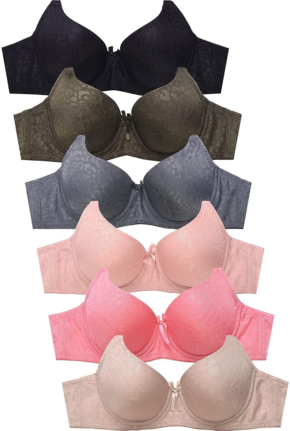 Women's Basic Plain Lace Bras Petite to Plus Size Pack of 6- Various ...