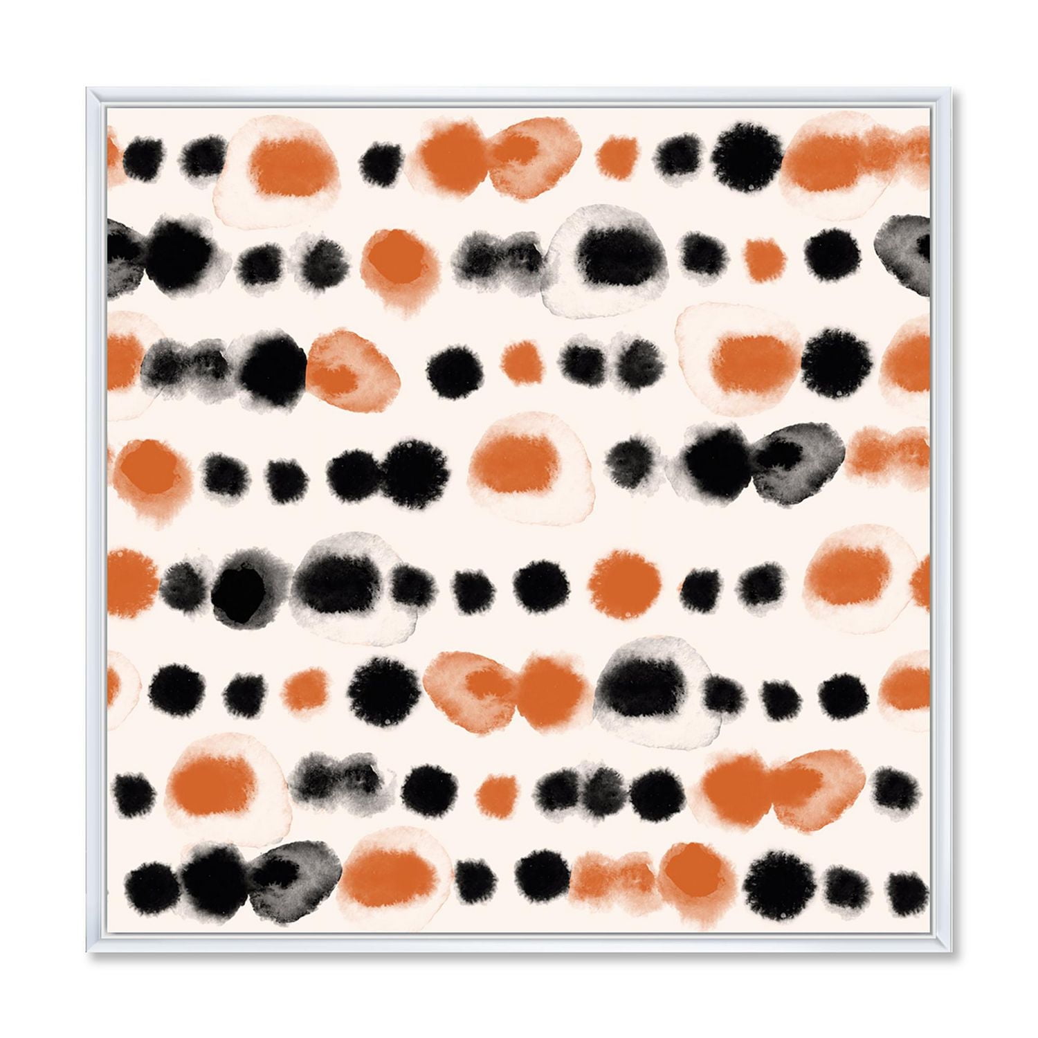 Click here for Designart Black And Orange Polka Dots Float Frame... prices