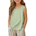 Antinious Girls Solid Round Neck Sleeveless Casual Summer Comfortable ...