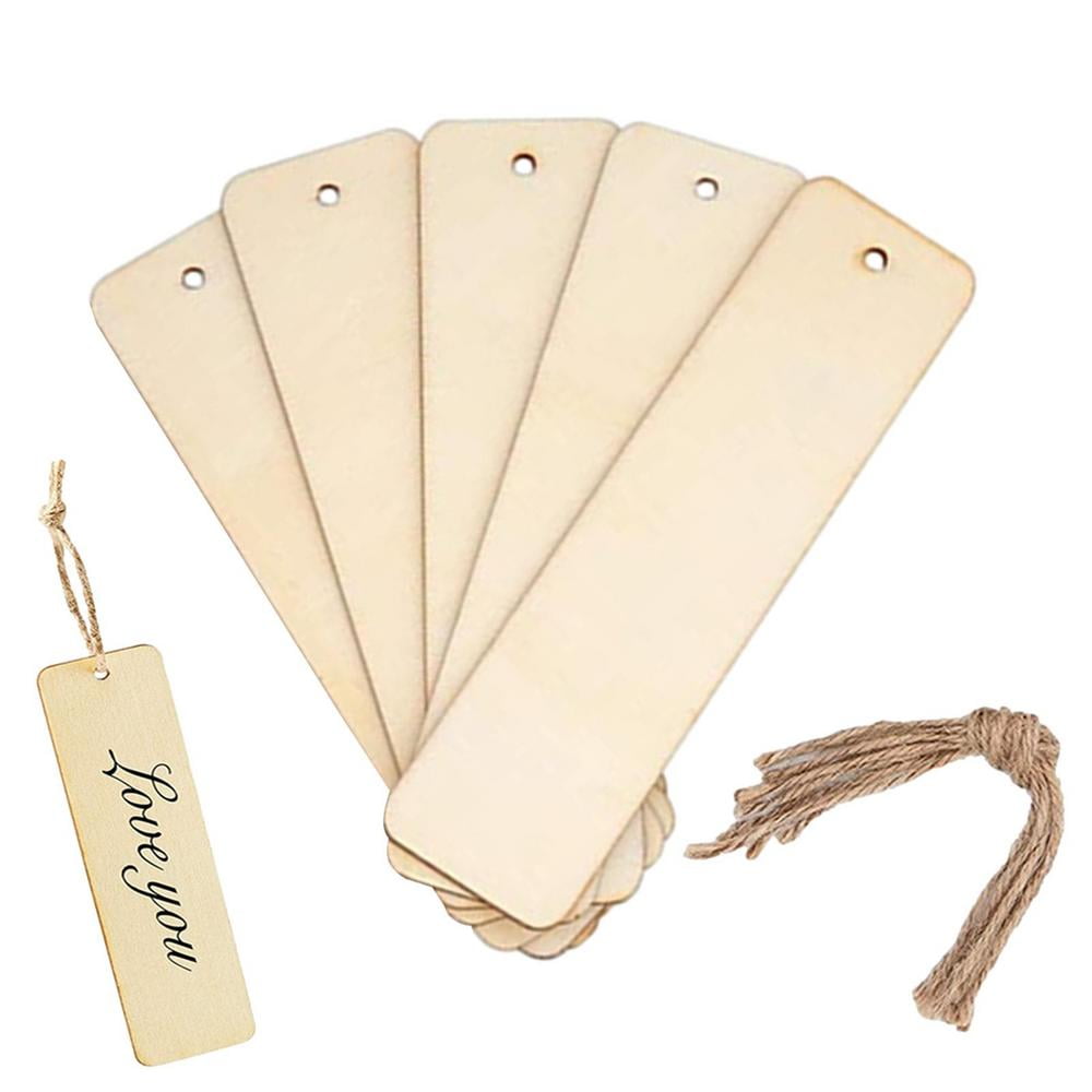 Tohuu Wood Blank Bookmarks Unfinished Wooden Craft Blanks with Holes ...