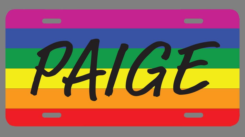 Paige Name Pride Flag Style License Plate Tag Vanity Novelty Metal | UV ...