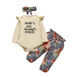 Canis Newborn Baby Girls Cotton Tops Romper Floral Pants 3Pcs Outfits Set Clothes - Walmart.com