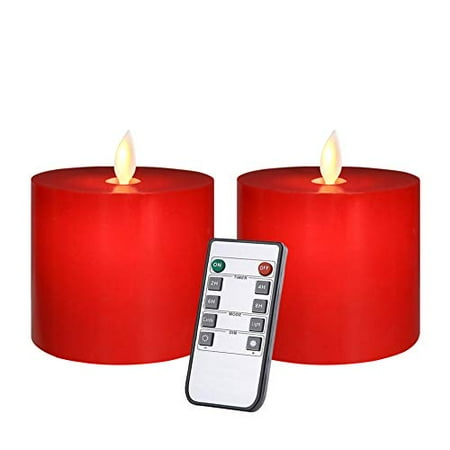 Only-us Red Flameless Candles Set of 2 (3x3 inch) Flickering LED ...
