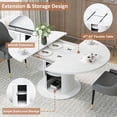 47"–63" Extendable Round Dining Table with Storage Shelf Base, Converts ...