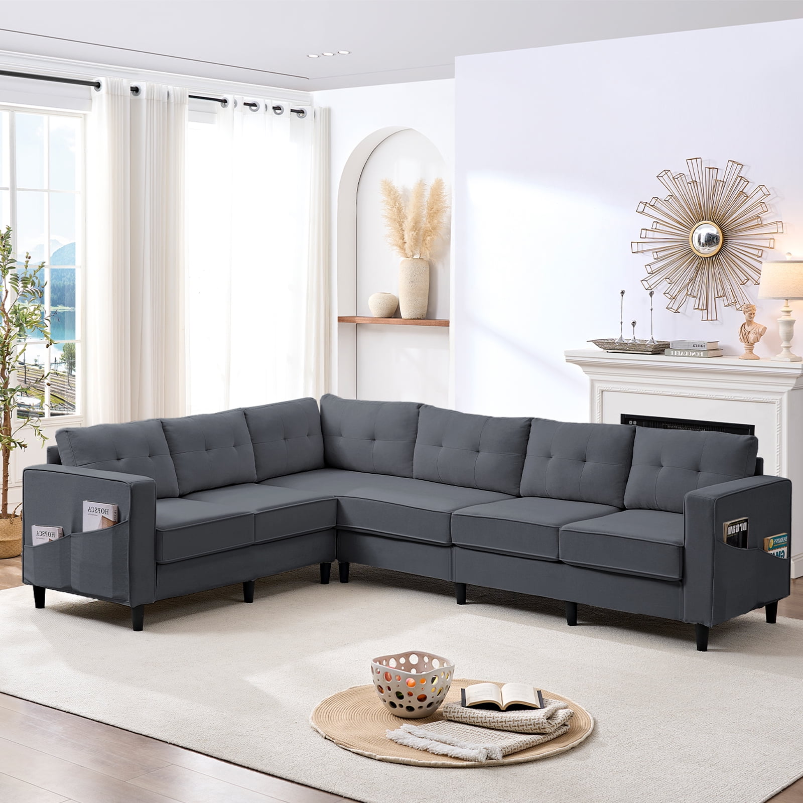 Click here for Mjkone L-Shaped Sectional Sofa velvet Corner Sofas... prices