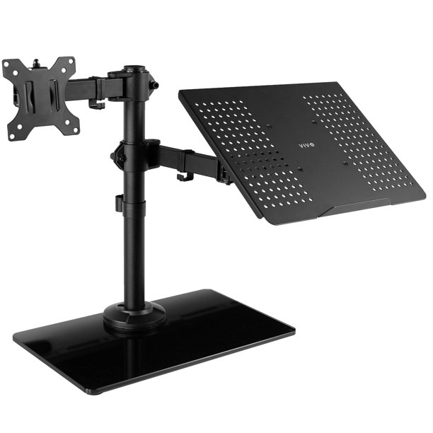 VIVO Black Laptop & Monitor Desk Stand with Glass Base, Fits up to 32 ...