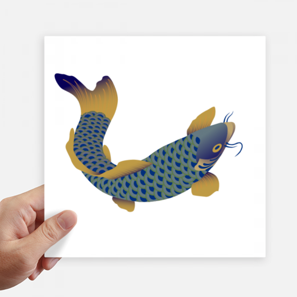 Painting Culture Blue Fish Sticker Tags Wall Picture Laptop Decal Self ...