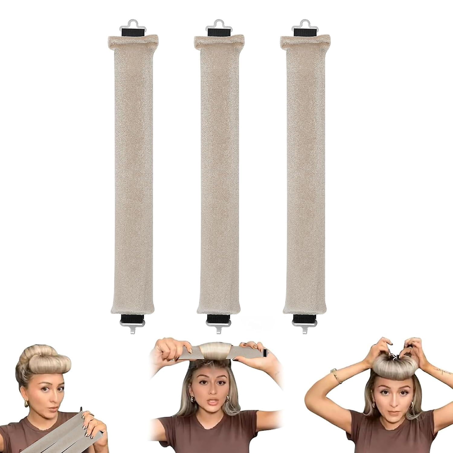 3 Pack Heatless Curls Hair Curler, Flexible Satin Heatless Long Hair ...