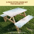 Abstract Stripes Picnic Table Cover with Bench Covers Teal Brown ...