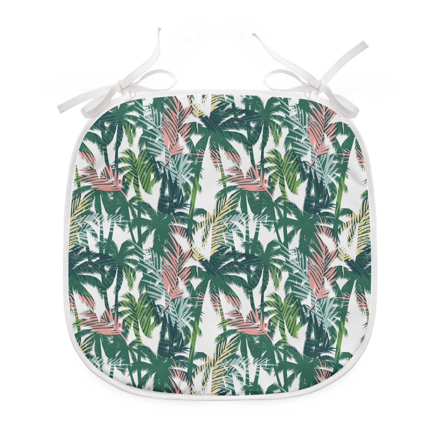 Palm Tree Dining Chair Pad, Dreamy Abstract Jungle Foliage Rainforest ...