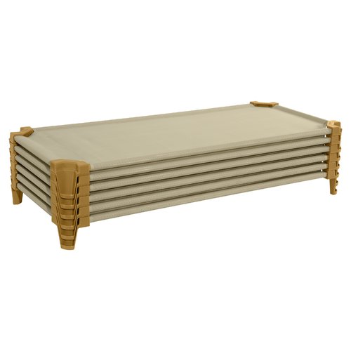 Wood Designs Stackable Daycare Cots with Sheets, 52"L x 22.25"W, Tan ...