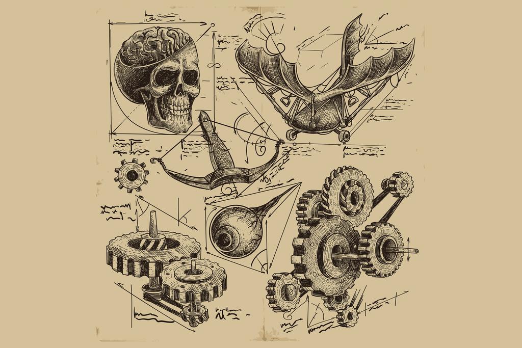 Antique Engineering Drawings Sketches Cool Wall Decor Art Print Poster ...