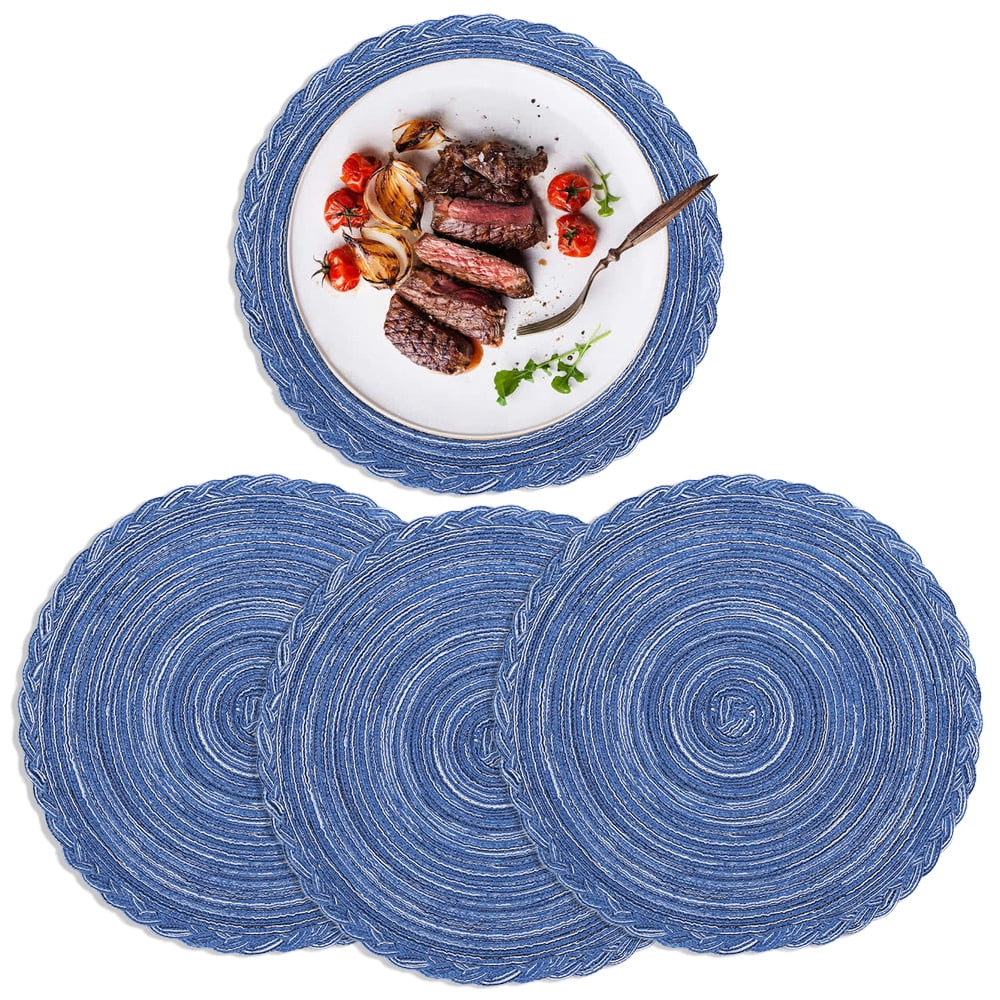 Cotton yarn round table mat, hand-woven anti-slip soup plate, bowl mat ...