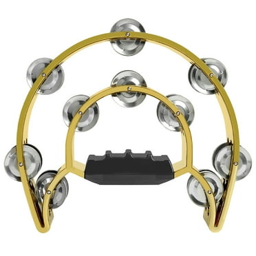 Tambourine Double Row Metal Jingles Bell Hand Held Percussion Half Moon ...