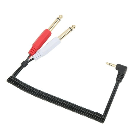 Microphone Adapter Cable, 3.5mm Male To Dual 6.35mm Male Coiled Cable ...