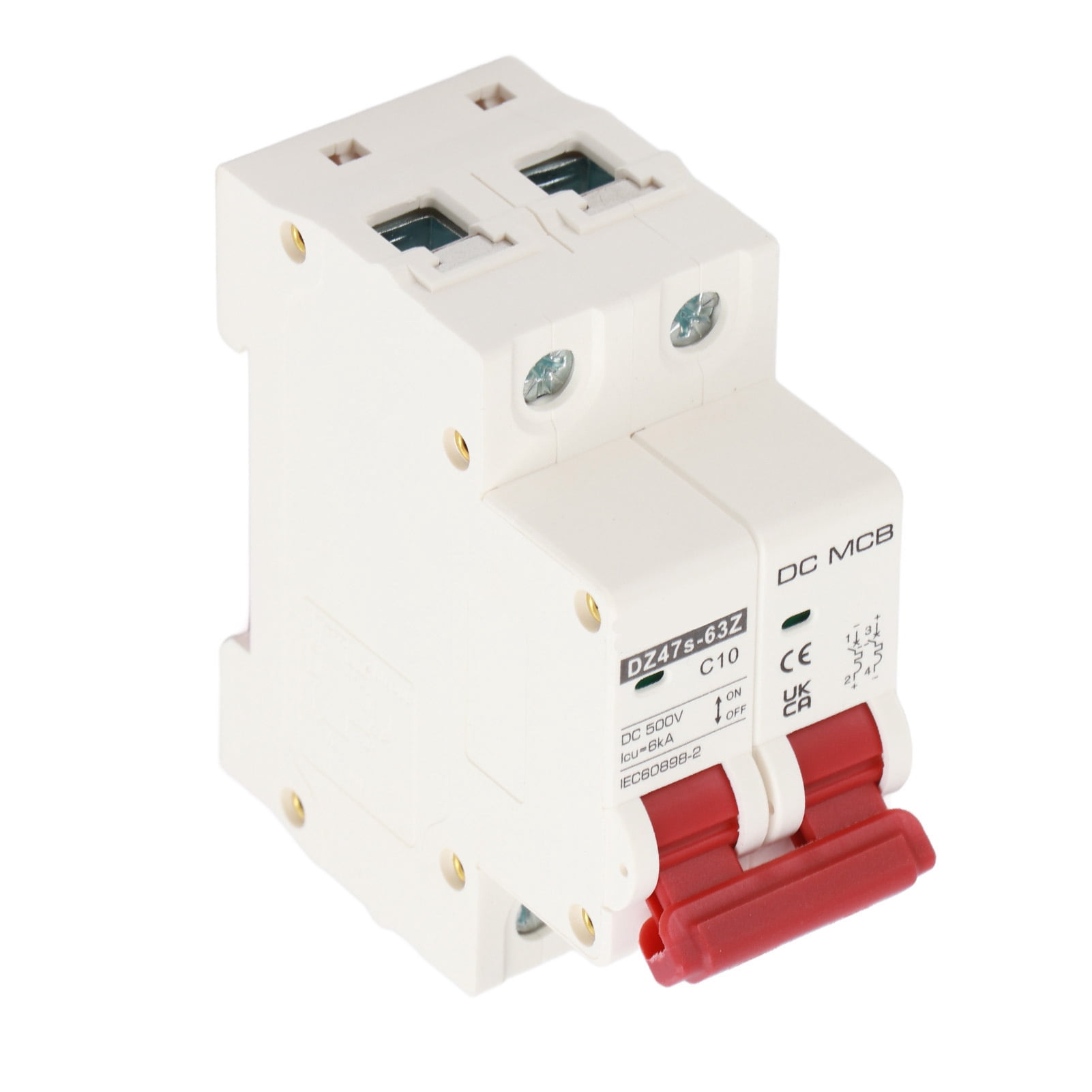 Disyuntor de CC Sistema magnético Disyuntor en miniatura para sistema fotovoltaico 500V 10A 2P ...