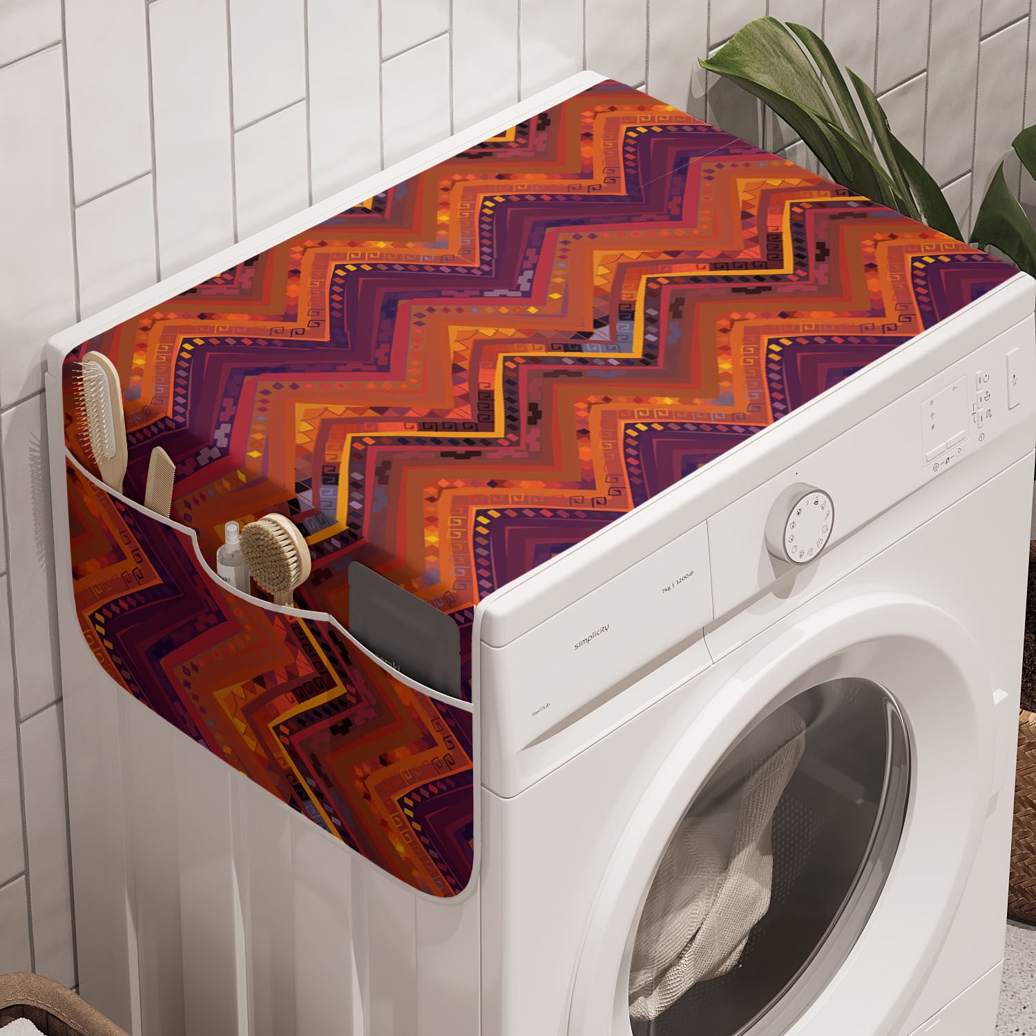 Tribal Washing Machine Organizer, Native Ornament with Zig Zag Motif ...