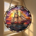 Colorful Sailboat Stained Glass Suncatcher – Ocean Window Hanging for ...