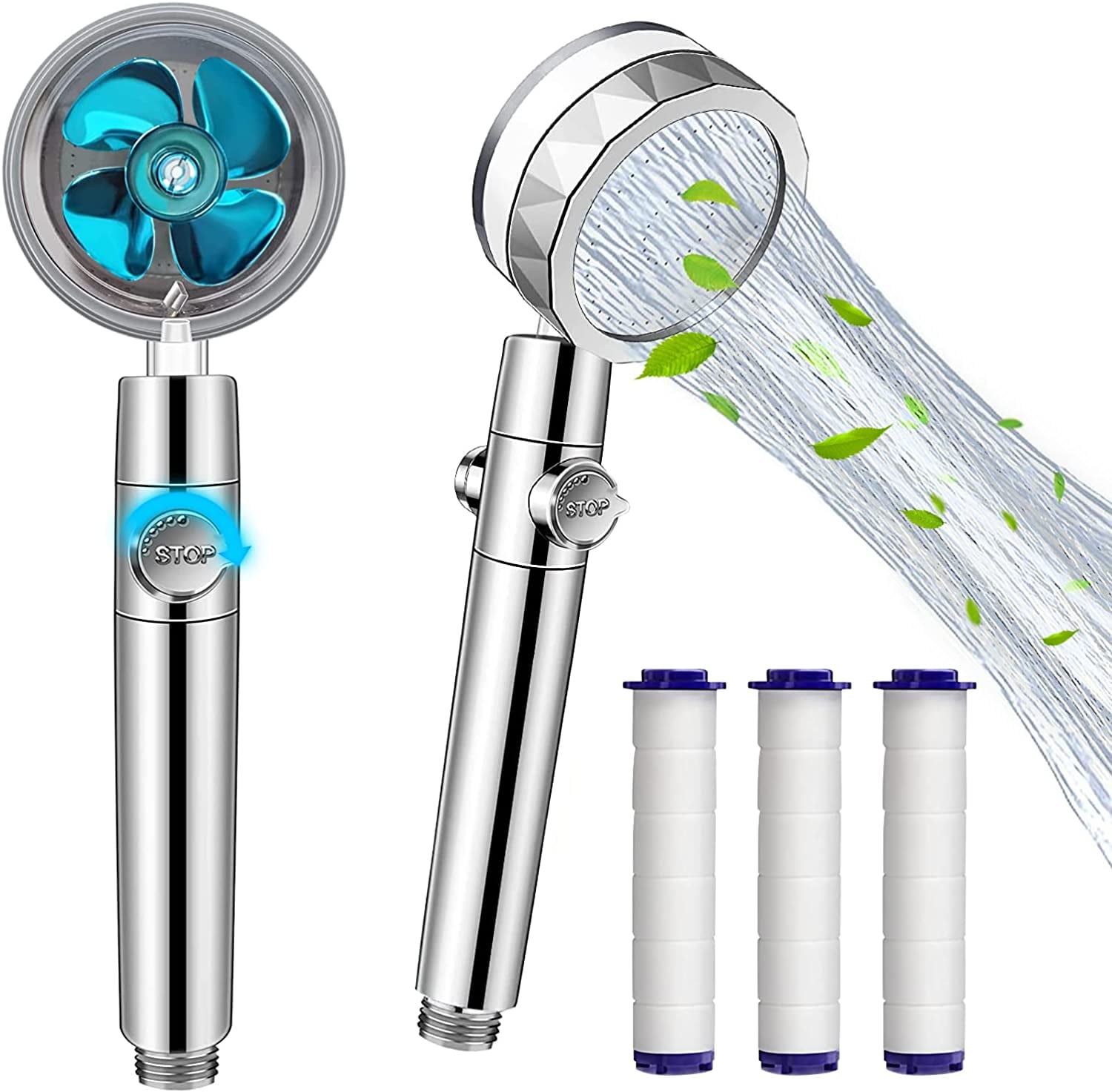 Handheld Shower Head Set High Pressure Shower Heads Turbo Fan 360