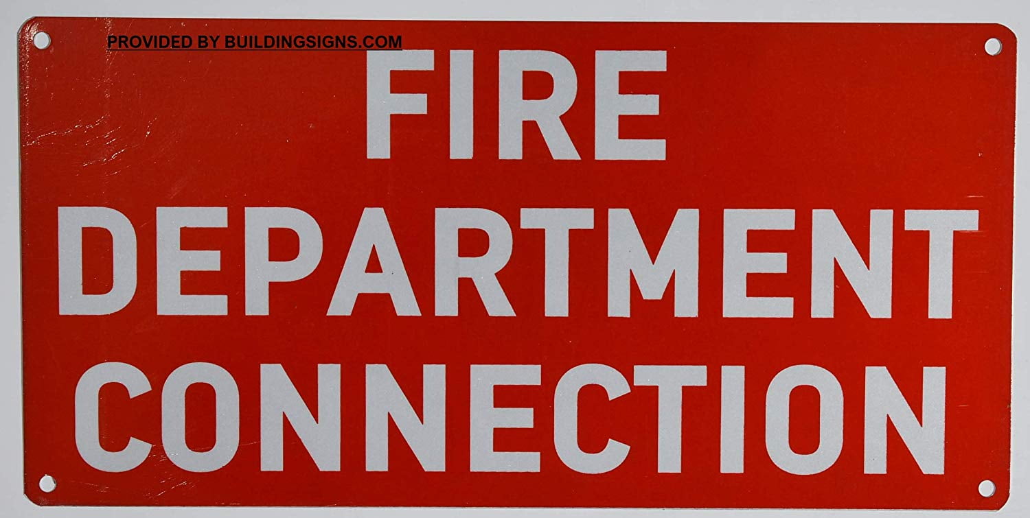 FIRE Department Connection Sign (Aluminium Reflective, RED 6X12 ...