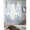 Blue Beige Coastal Turtle Curtains 63 Inch Length, Sheer Curtains for ...