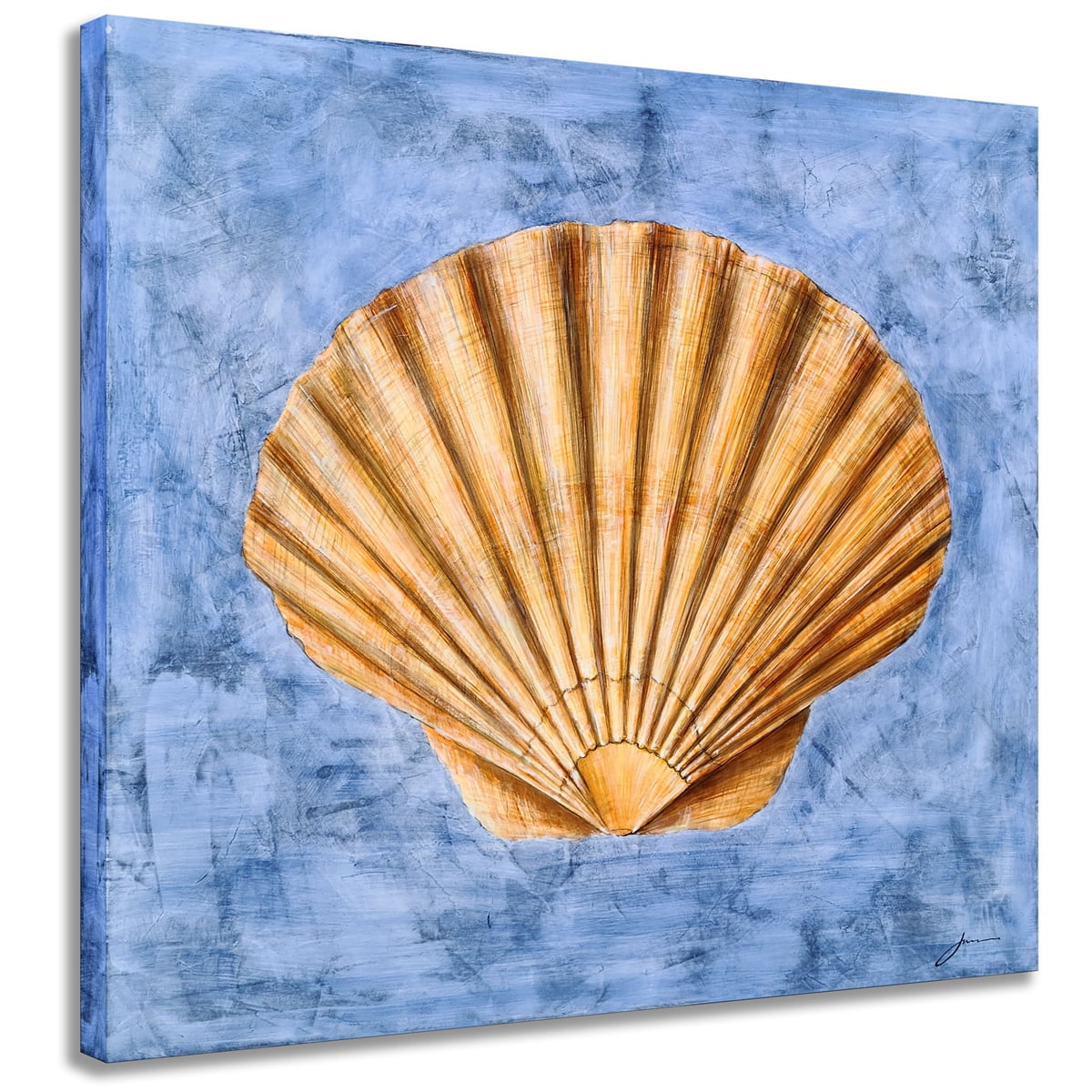 Yihui Arts Seashell Canvas Wall Art with Textured for Living Room ...