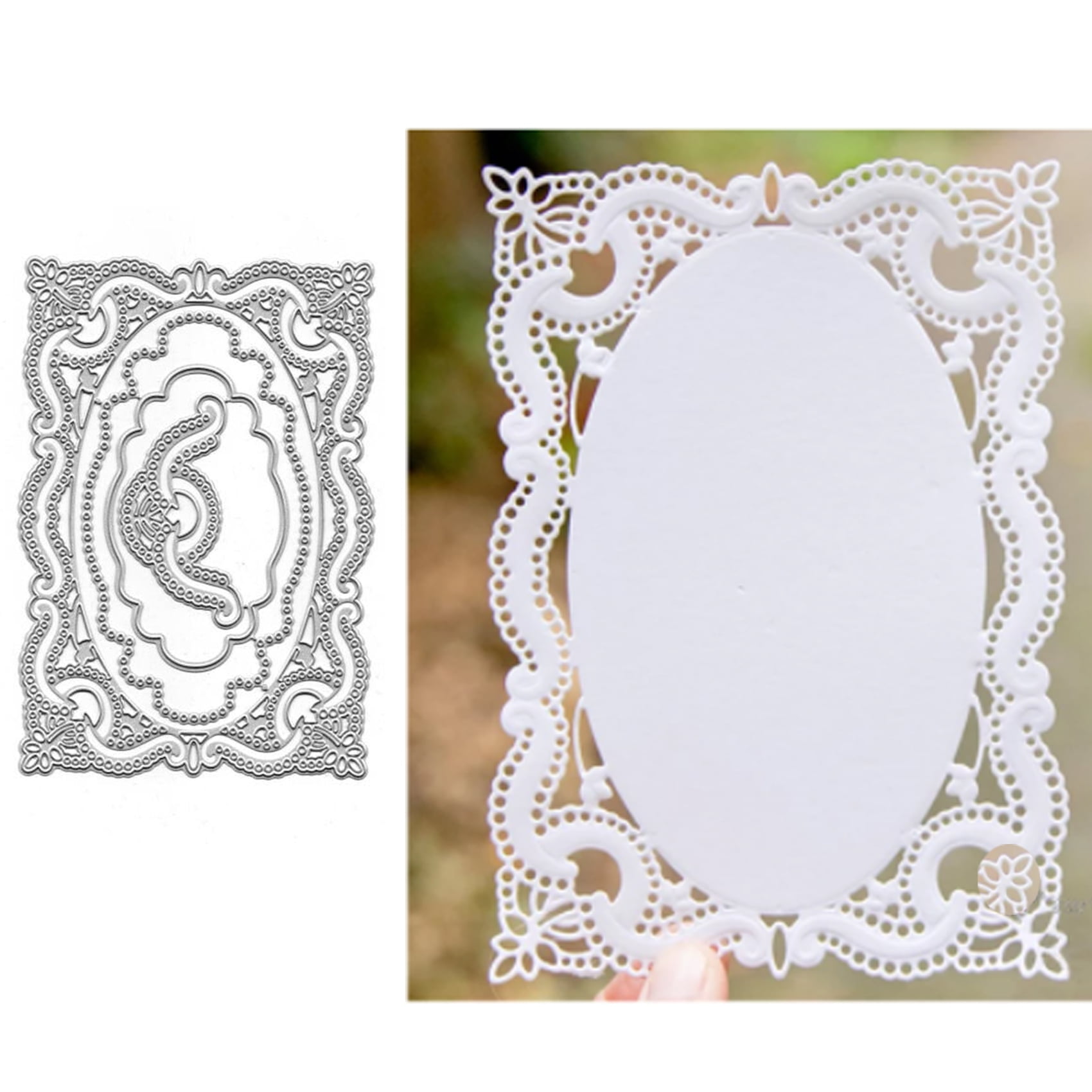 Lace Flower frame Metal Die Cuts, Wedding Lace Edge Hole Rectangular ...