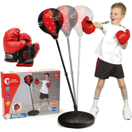 CUTE STONE Kids Punching Bag Toys with Boxing Gloves, Height Adjustable ...