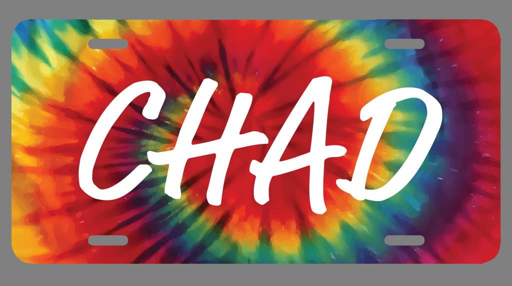 Chad Name Tie Dye Style License Plate Tag Vanity Novelty Metal | UV ...